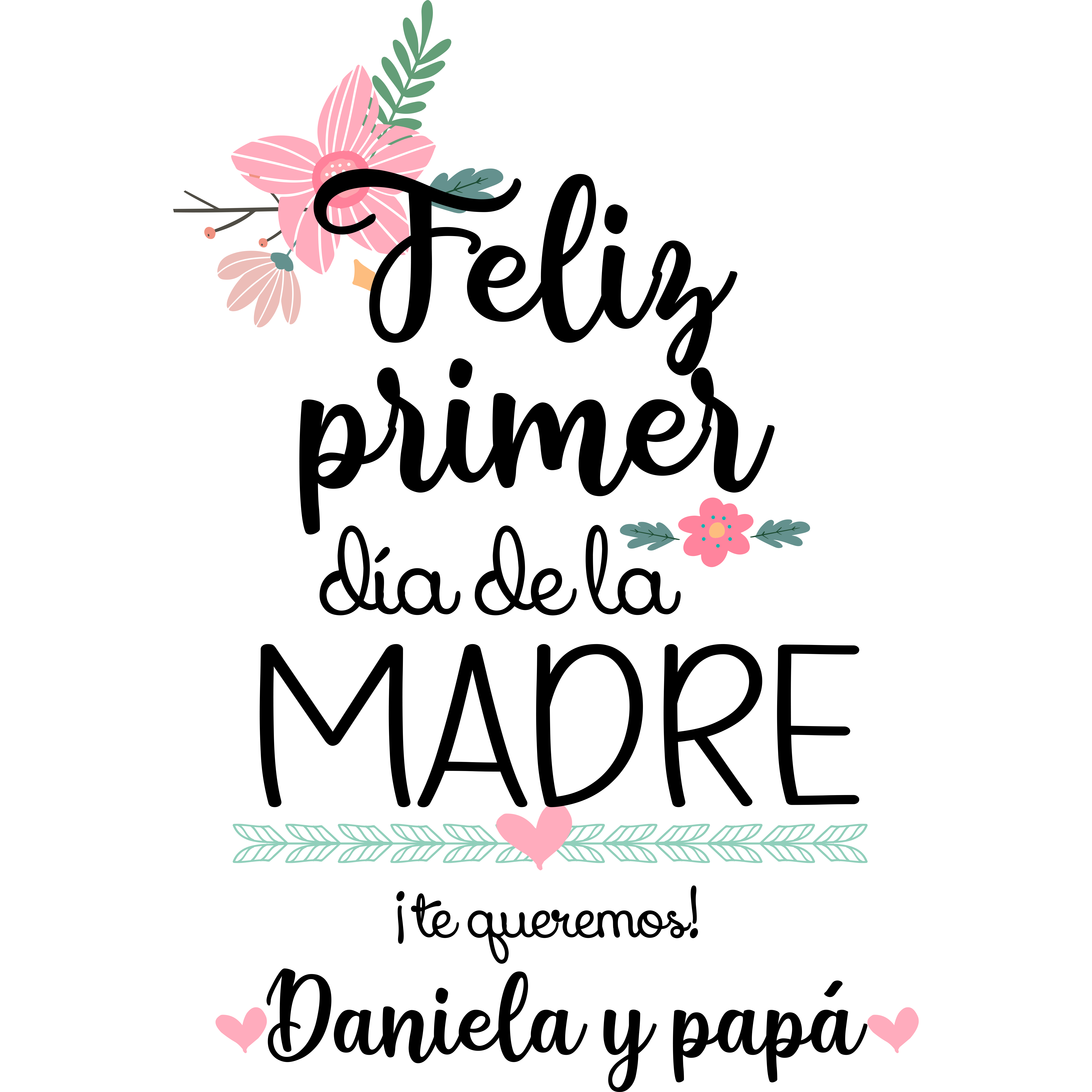 LÁMINA PERSONALIZADA FELIZ PRIMER DÍA DE LA MADRE MARCO ROSA ...